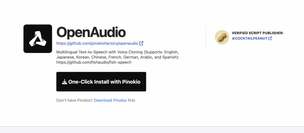 How I used Pinokio to run OpenAudio and clone a voice in seconds | We Love Open Source • All ...